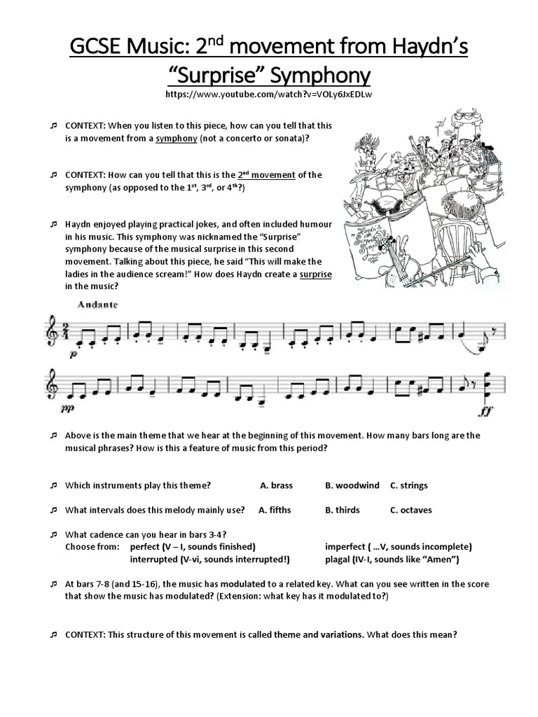 Haydn's Surprise Symphony: 2nd Movement Analysis | PDF | Symphony ...