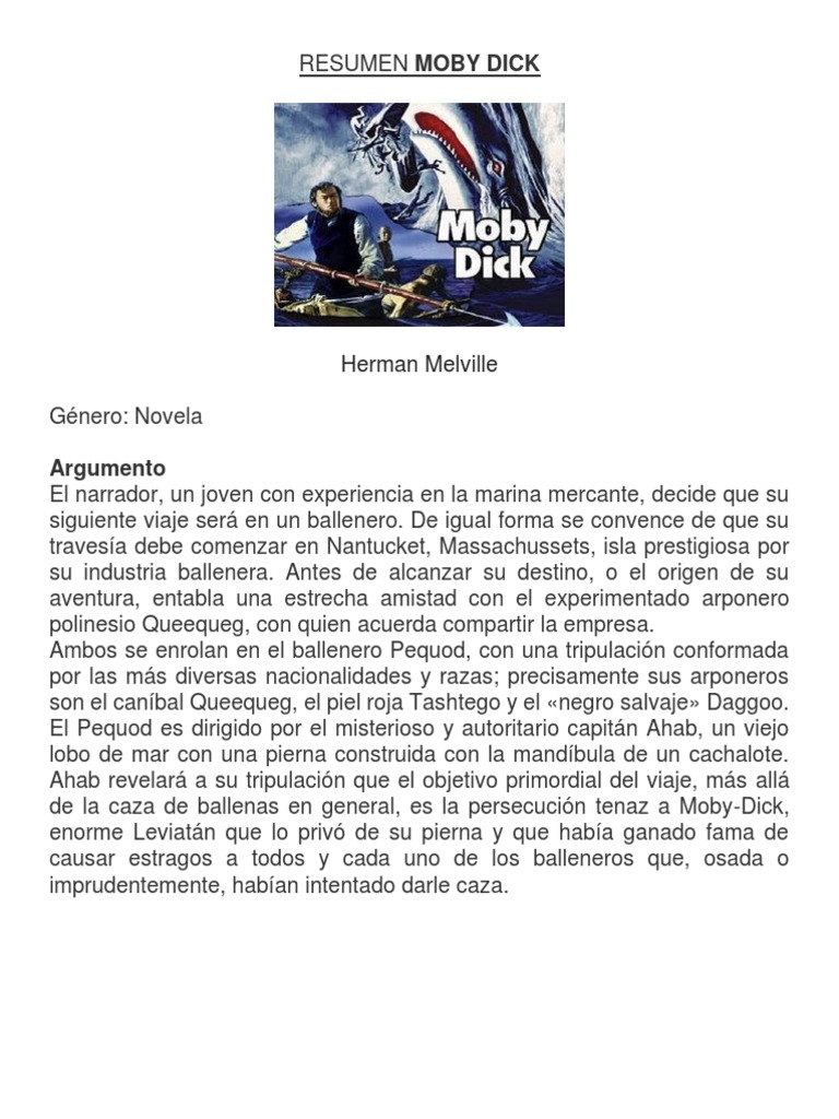 Resumen Moby Dick | PDF | Moby Dick | Cetáceos