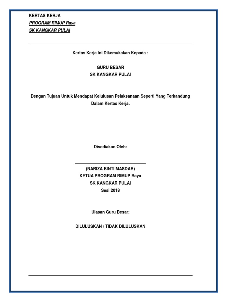 Kertas Kerja RIMUP | PDF