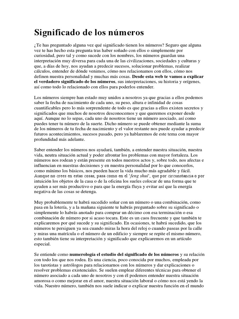 Significado de los Números en Numerología | PDF | Kábala | Amor
