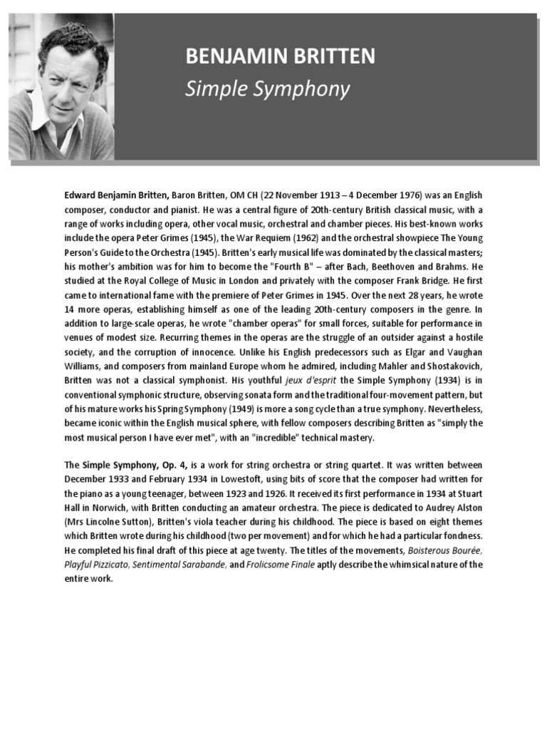 Britten Simple Symphony | PDF | Symphony | Classical Compositions