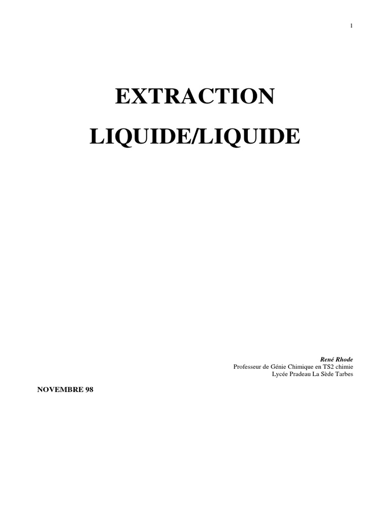 Cours D'extraction Liquide-Liquide PDF | PDF | Solvant | Phase ...