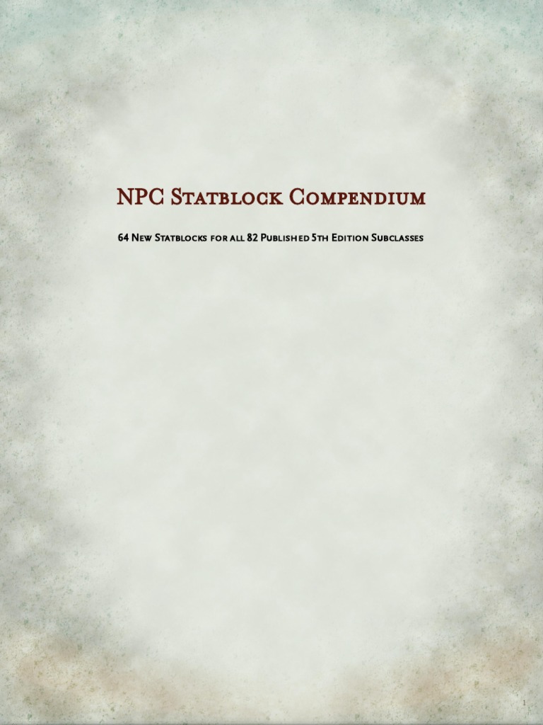 NPC Statblock Compendium - GM Binder | PDF | Dungeons & Dragons | Gary ...