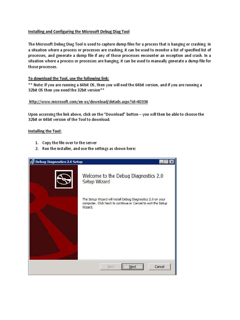 Manual de Instalación de Microsoft Debug Diag Tool | PDF | Debugging ...