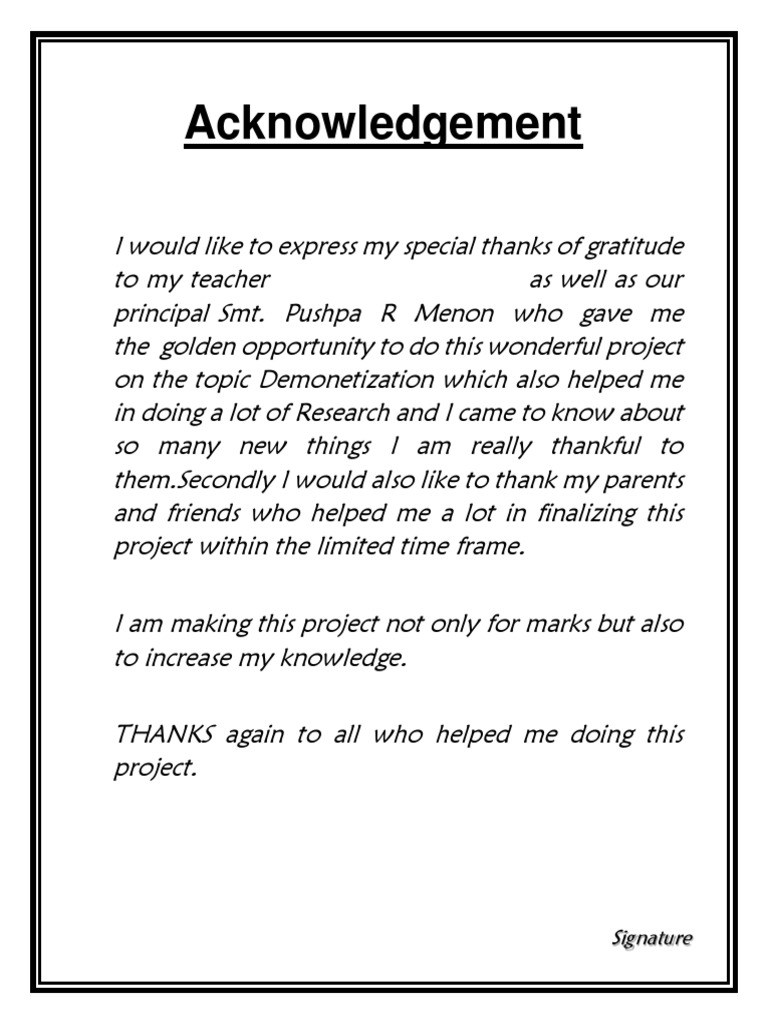 Acknowledgement: Signature | PDF