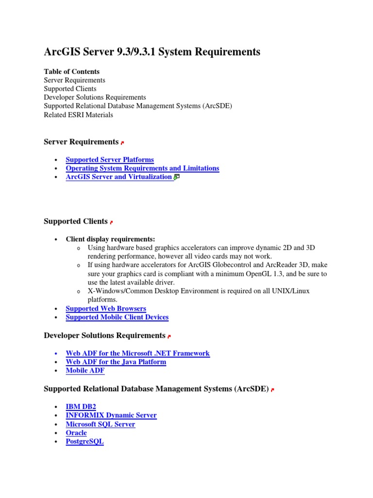 ArcGIS Server 93 Sys Req | PDF