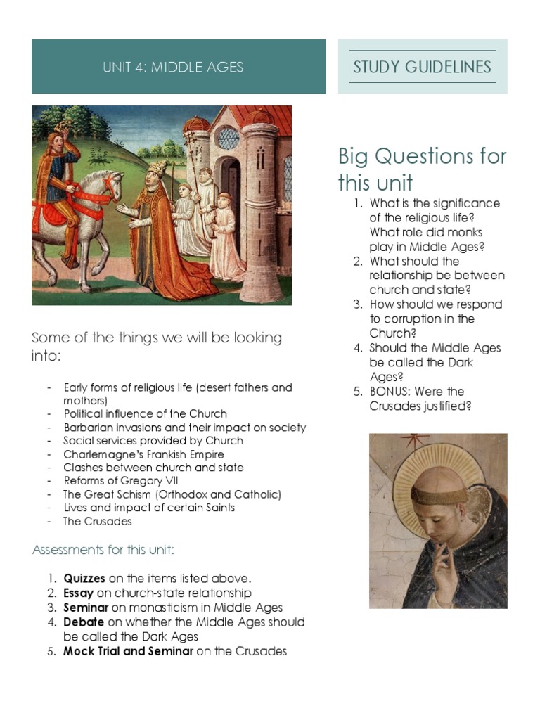 Middle Ages Study Guide and Assessments | PDF