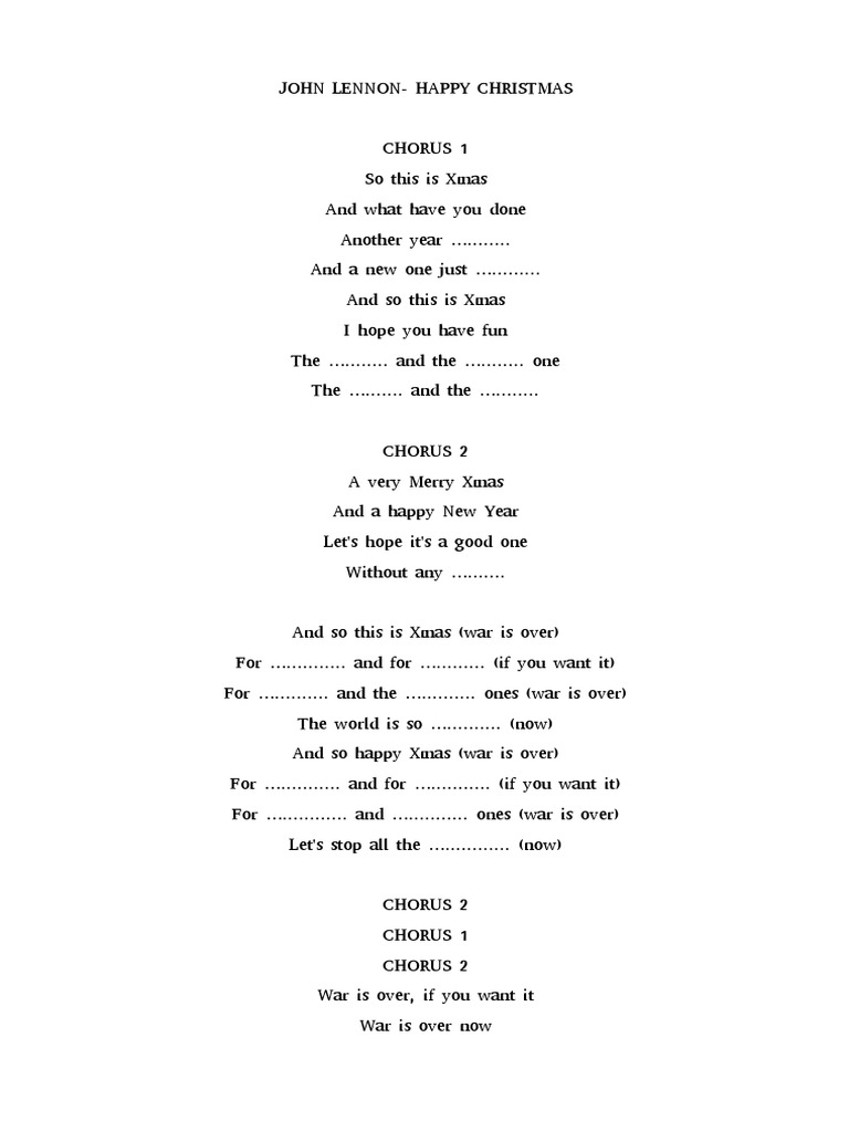 John Lennon’s Happy Christmas Lyrics | PDF