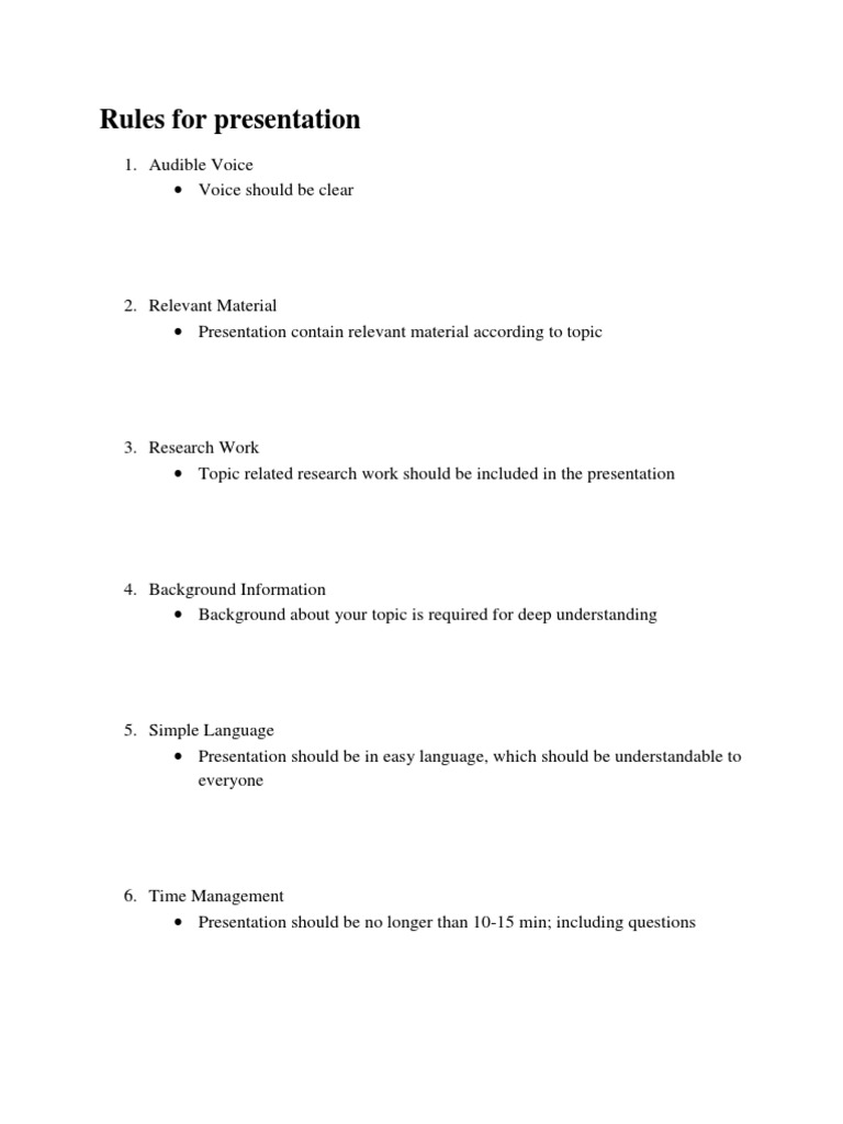 Rules For Presentation | PDF