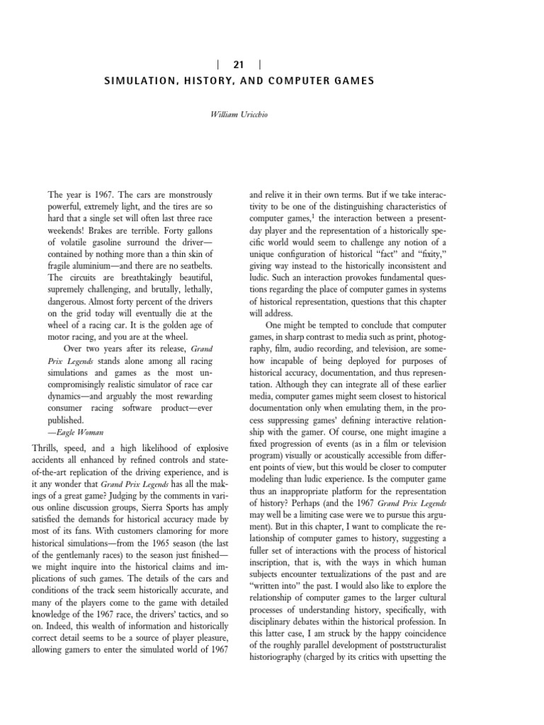 Uricchio - Simulation History and Comuputer Games | PDF | Simulation ...