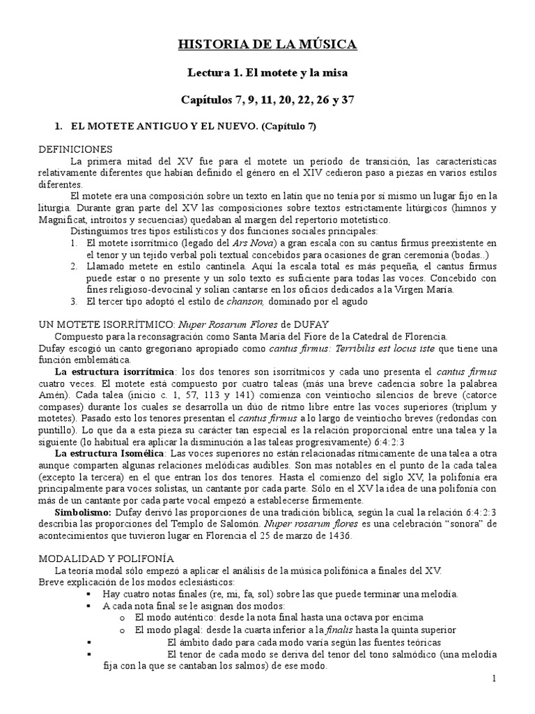 El Motete: Definición y Evolución Musical | PDF | Modo (música) | Las ...