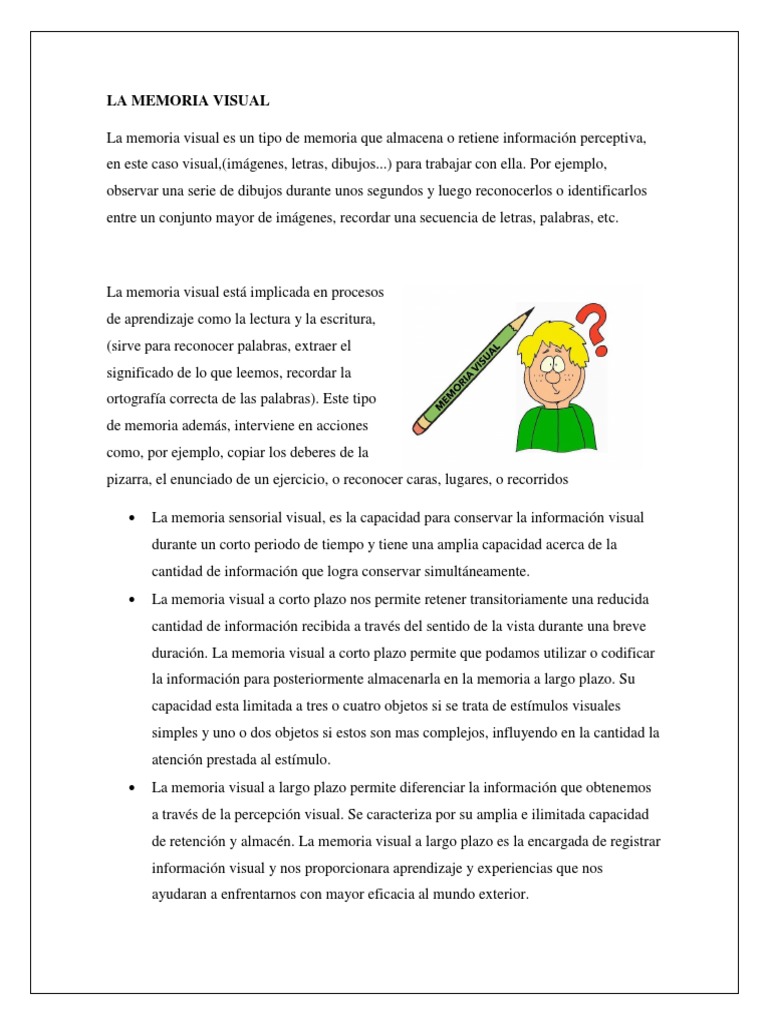 La Memoria Visual | PDF | Memoria | Información