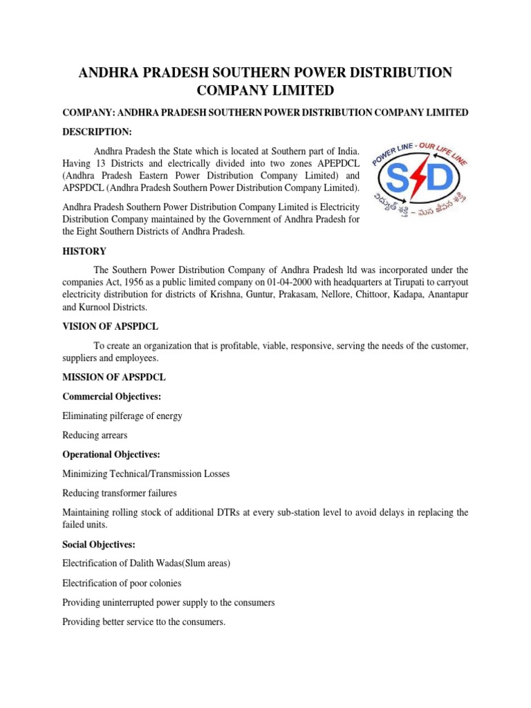 Andhra Pradesh Southern Power Distribution Company Limited | Download ...