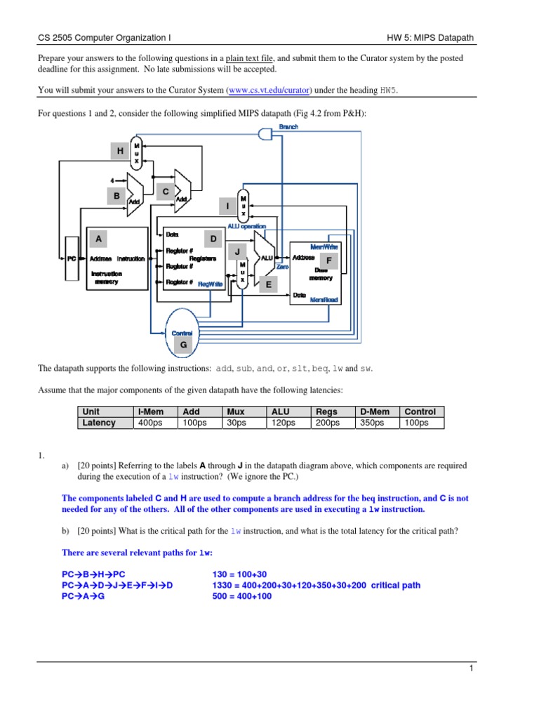 MIPSDatapathSoln 3 PDF | PDF | Office Equipment | Computer Architecture