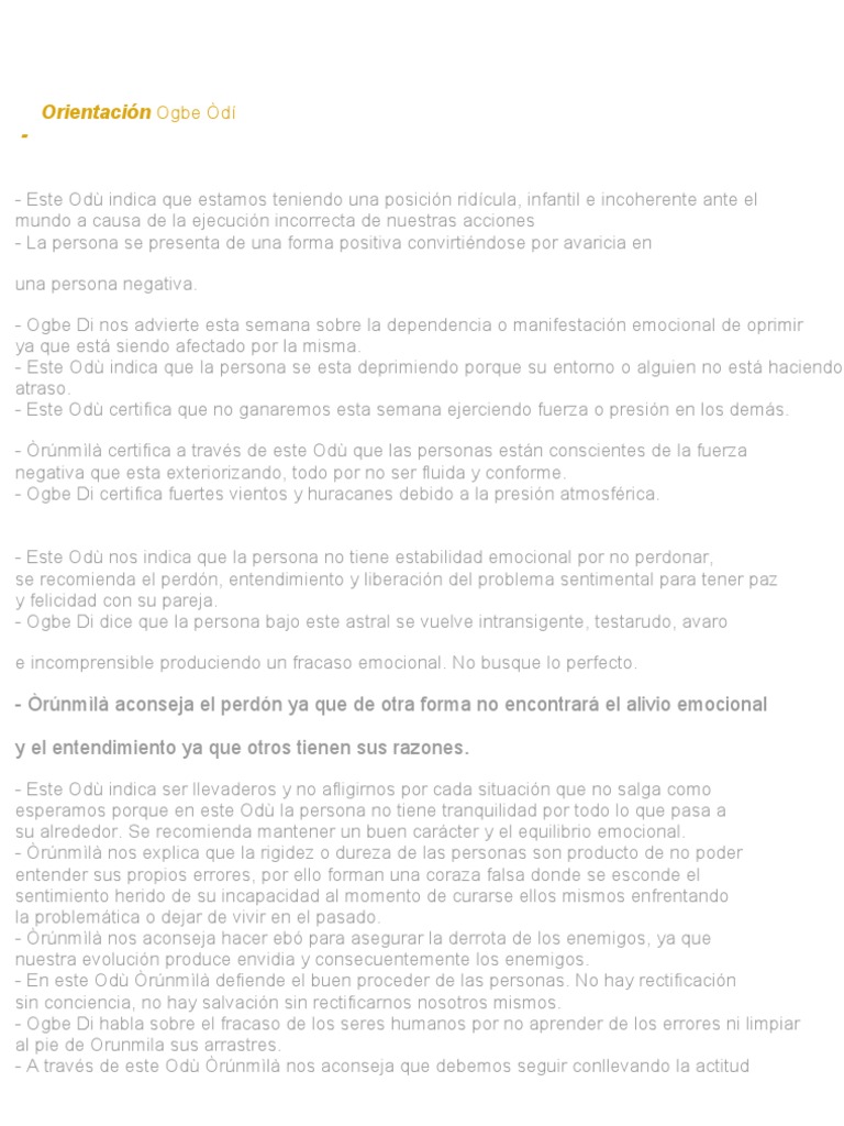Edibere-Orientación Ogbe Òdí | PDF | Relaciones personales, crianza y ...