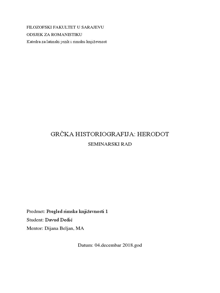 Herodot Seminar | PDF