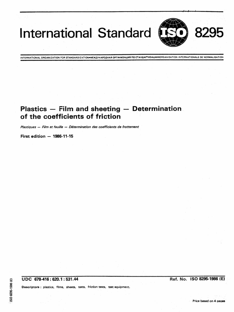 ISO 8295-1986 - Coeficiente de Friccion | PDF