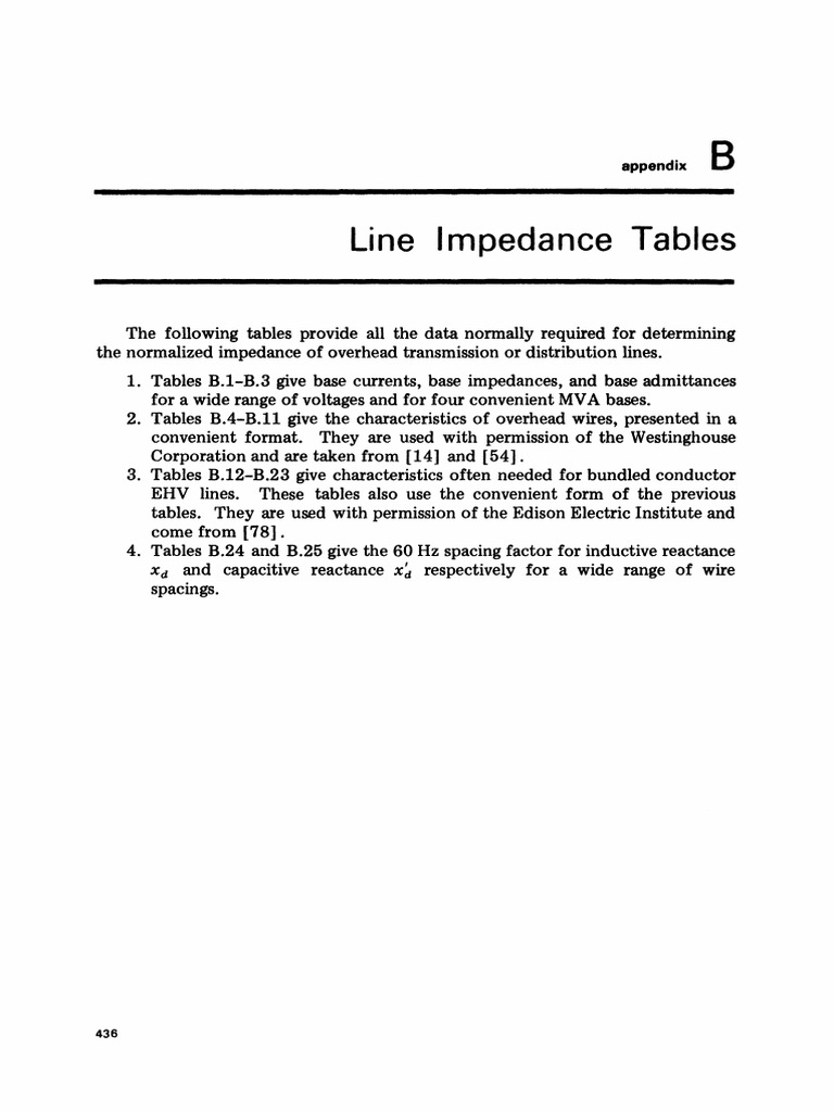 Appendix B Line Impedance Tables | Descargar gratis PDF | Conductor ...
