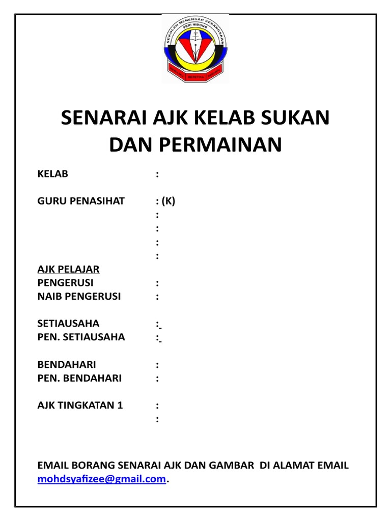 Senarai AJK Kelab Sukan Dan Permainan (Majalah Sekolah) | PDF