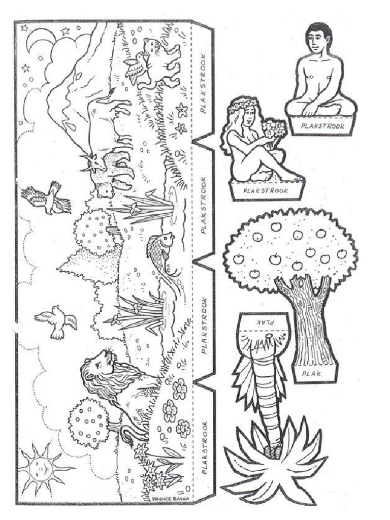 Dibujo Adan y Eva en El Paraiso y Colorea Cosas de D y H | PDF