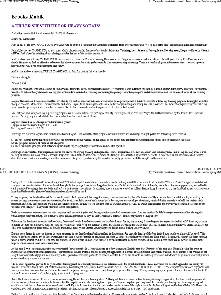 A Killer Substitute For Heavy Squats | PDF | Physical Exercise | Recreation