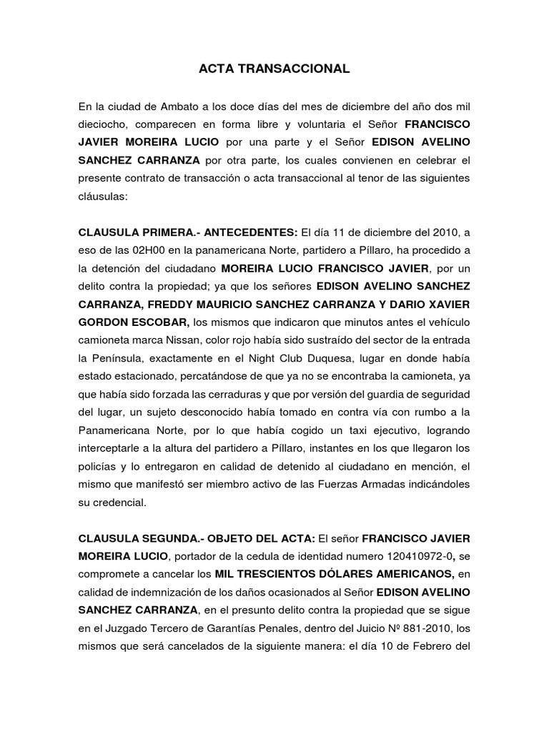 Acta Transaccional | Gobierno | Política