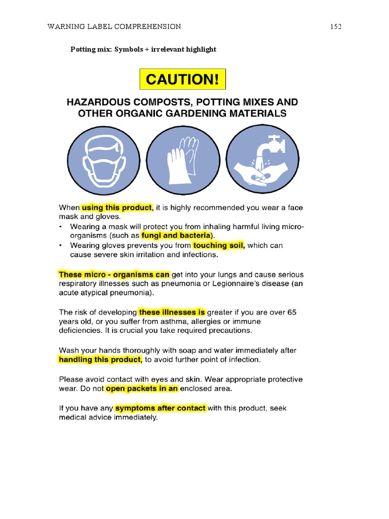 Potting Mix Irrelevant Warning Label | PDF