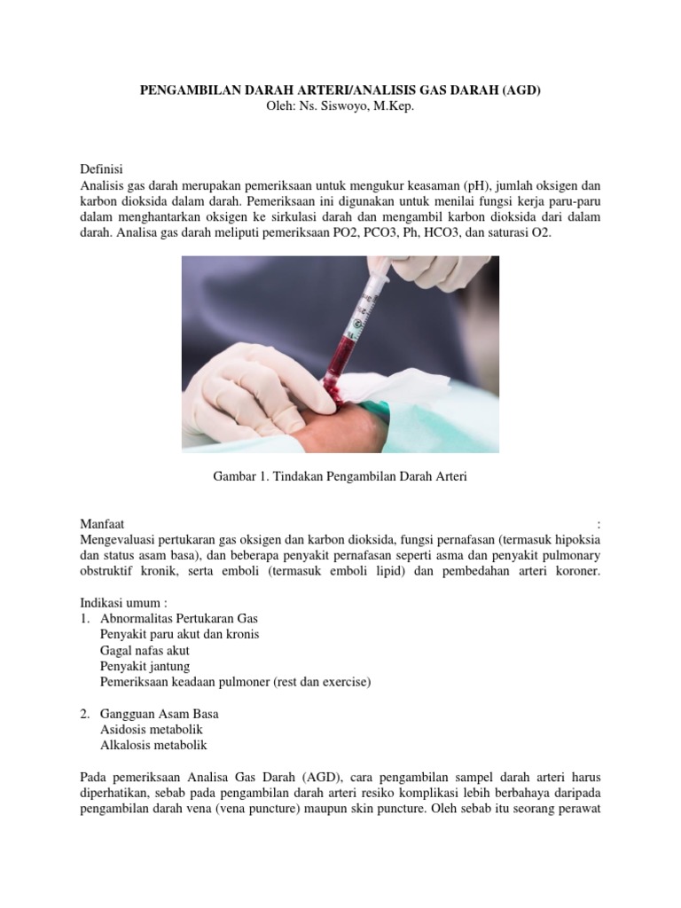 Analisis Gas Darah: Prosedur Pengambilan Sampel Darah Arteri dan ...