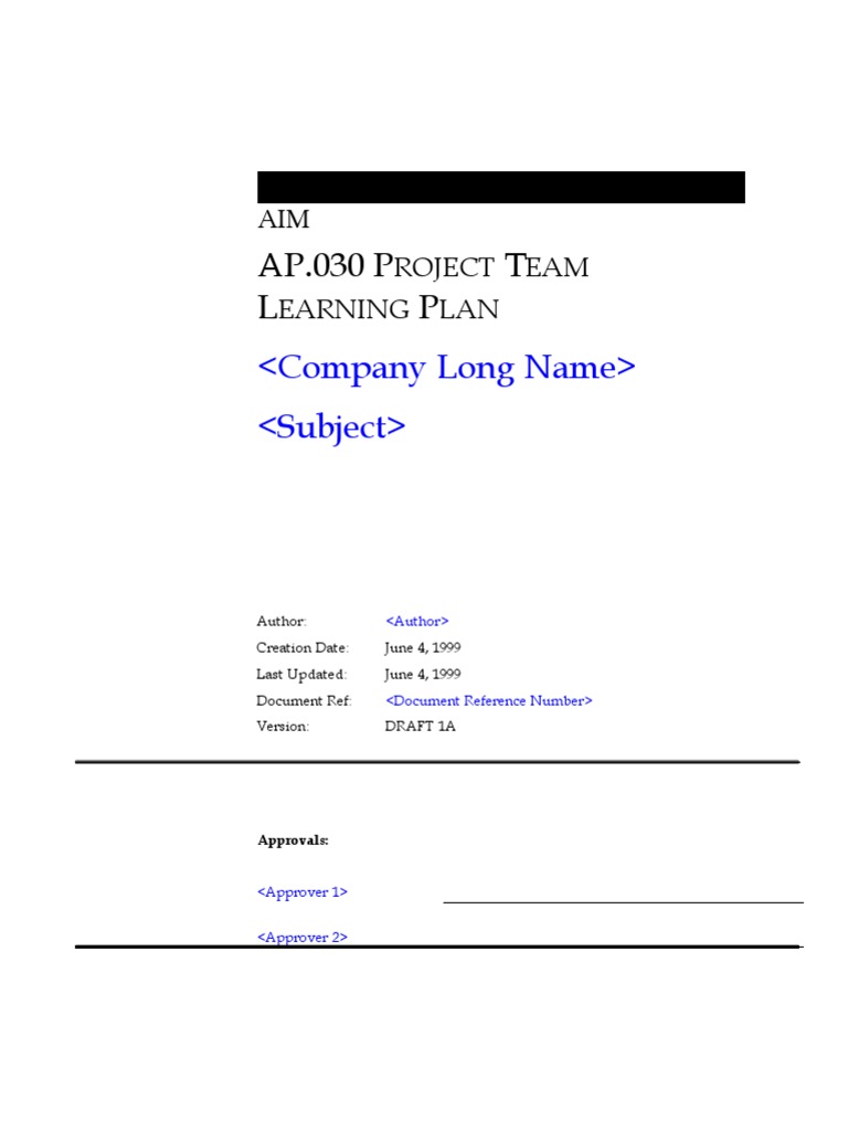 AP030 Project Team Learning Plan | PDF | Oracle Database | Document
