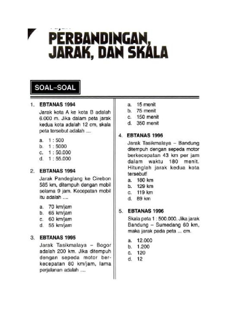 Soal Un Skala Perbandingan | PDF