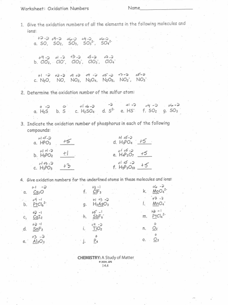 WS Oxidation Numbers | PDF