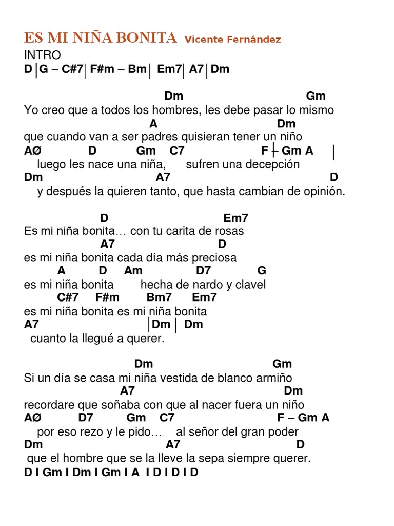 Mi Niña Bonita Acordes | PDF