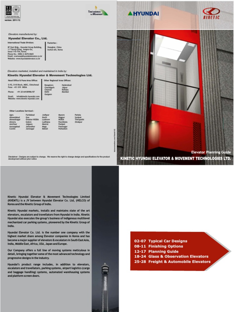 Hyundai Elevator Product Overview | PDF | Elevator | Door