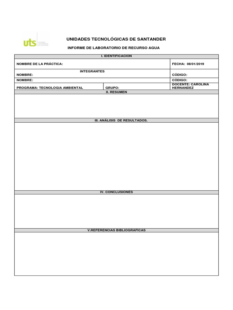 Formato de Preinformes e Informes Laboratorio 2017 | PDF