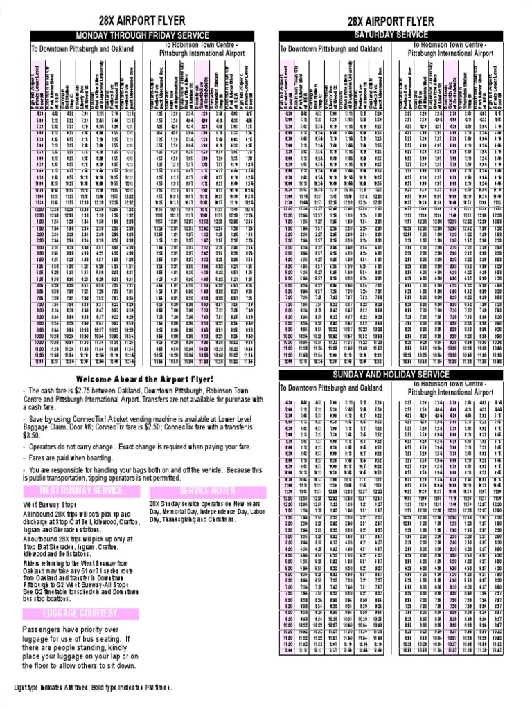 28X Airport Flyer 28X Airport Flyer: Saturday Service Monday Through ...