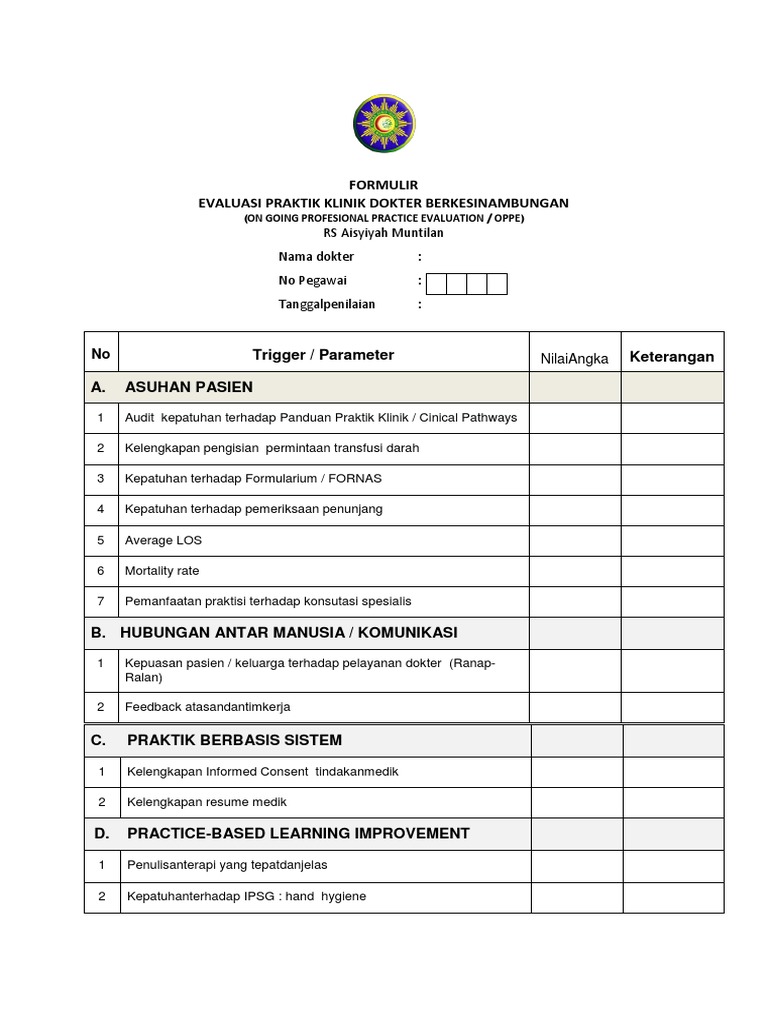 04 Formulir OPPE | PDF