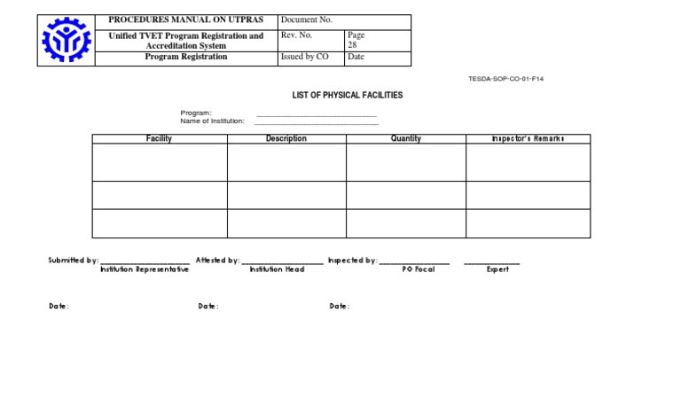 Procedures Manual On Utpras Nified TVET Program Registration and ...