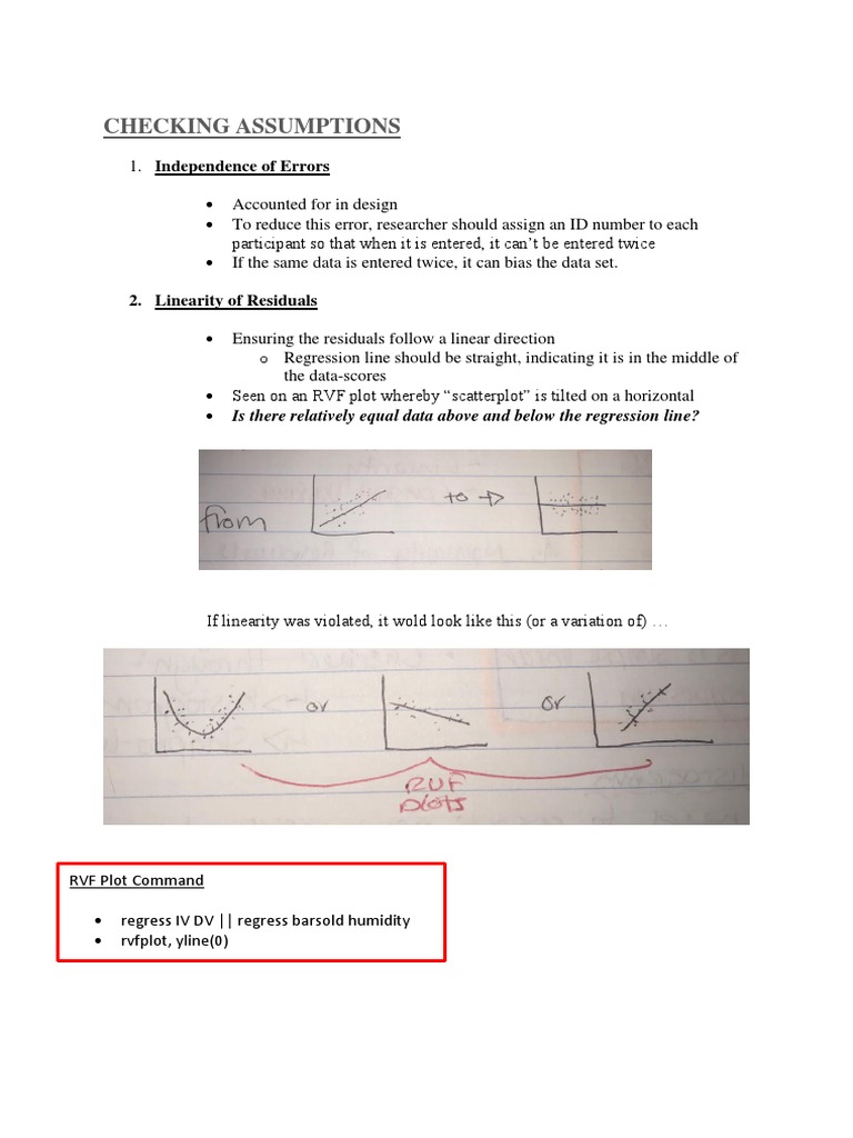 Checking Assumptions of Normality Regression STATA | PDF | Errors And ...