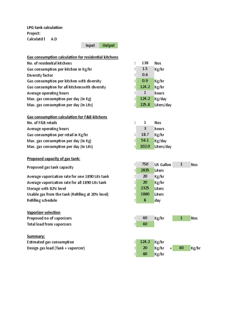 LPG Tank Sizing | PDF
