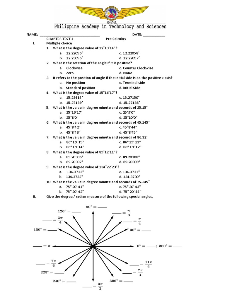 Chapter Test 1 Final | PDF | Geometric Measurement | Elementary Mathematics