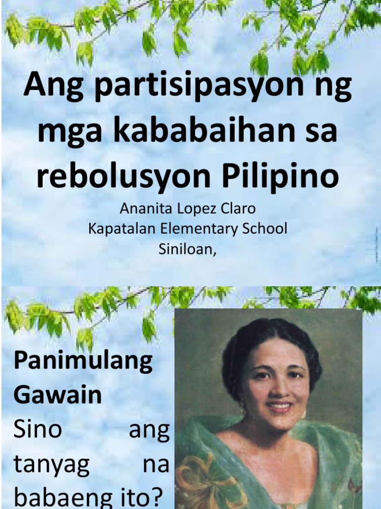 Ap6 - q1 - w5 - Ang Partisipasyon NG Mga Kababaihan Sa Rebolusyon Pilipino | PDF