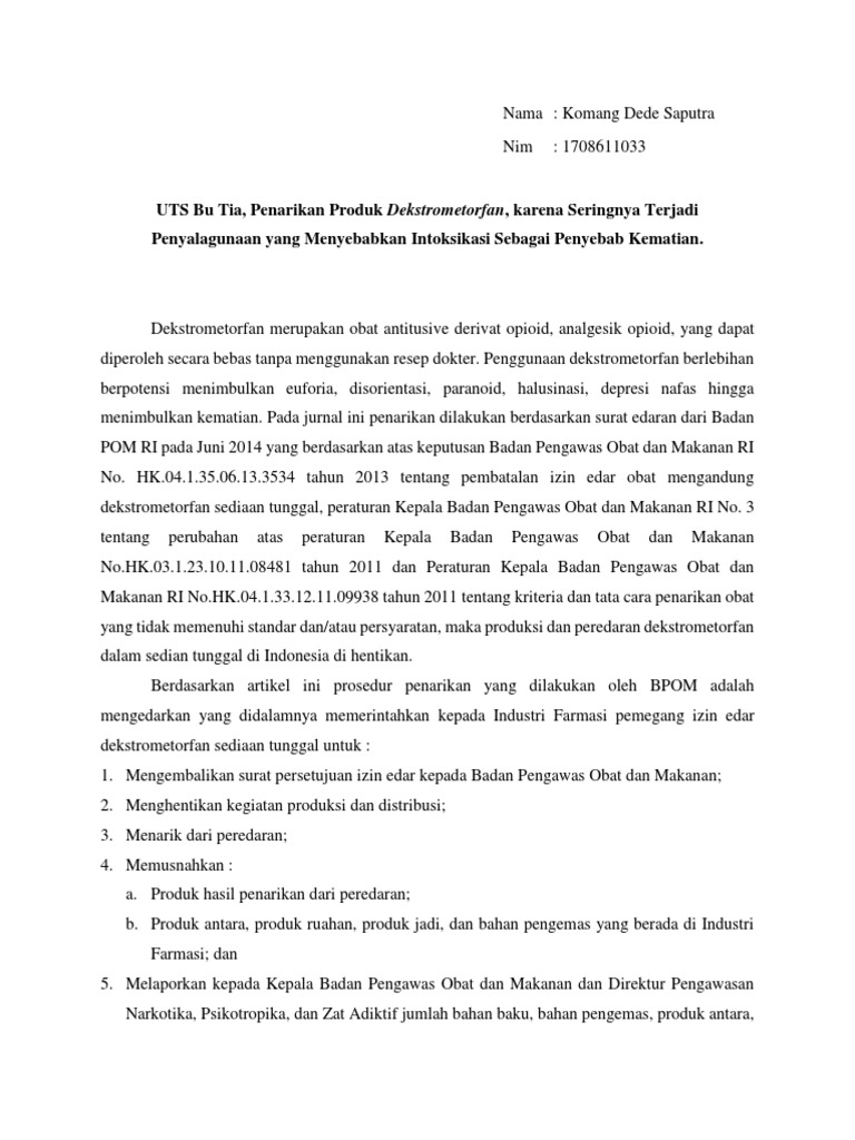 Uts Bu Tia Dextrometropan | PDF