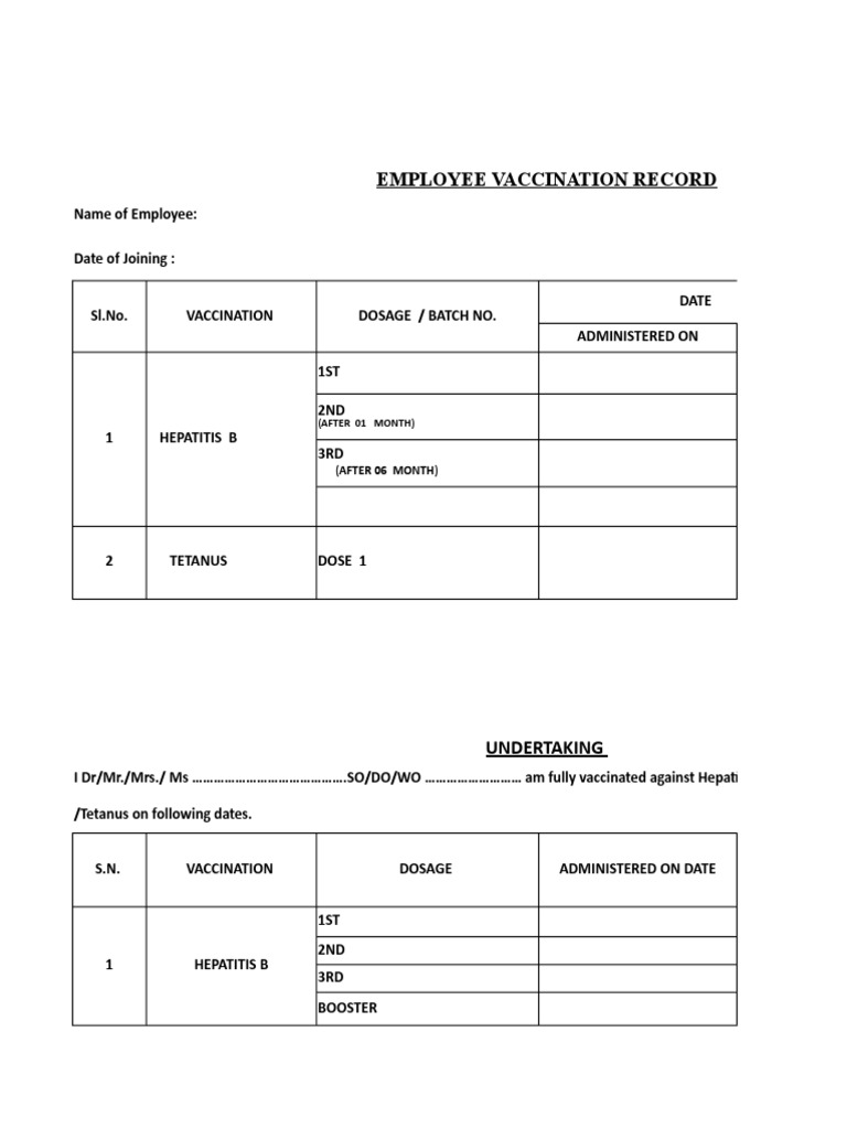 Employee Vaccination Record Template | PDF