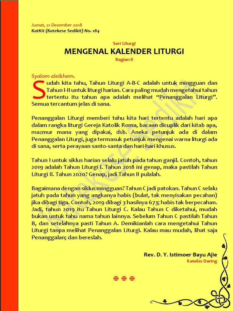 Mengenal Tahun Liturgi A-B-C Katolik | PDF