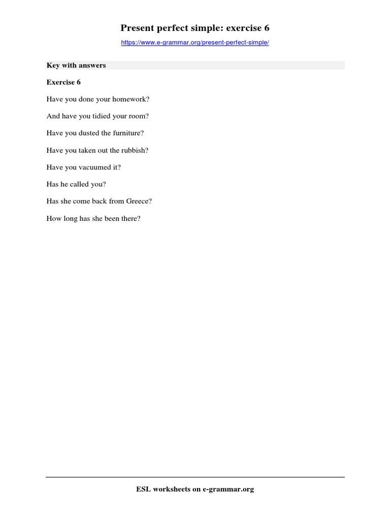 ESL Present Perfect Practice | PDF | Language Arts & Discipline