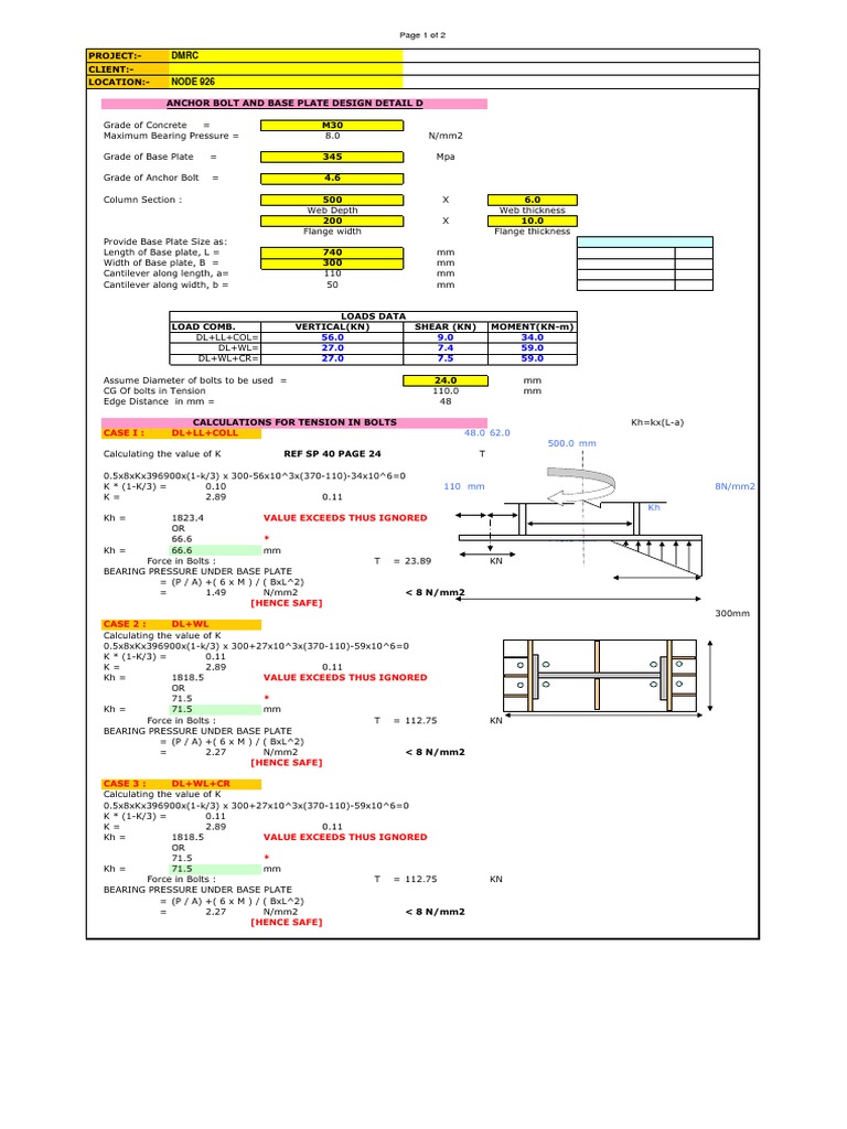 Concrete Base Plate Design Calculations | PDF | Teaching Methods ...