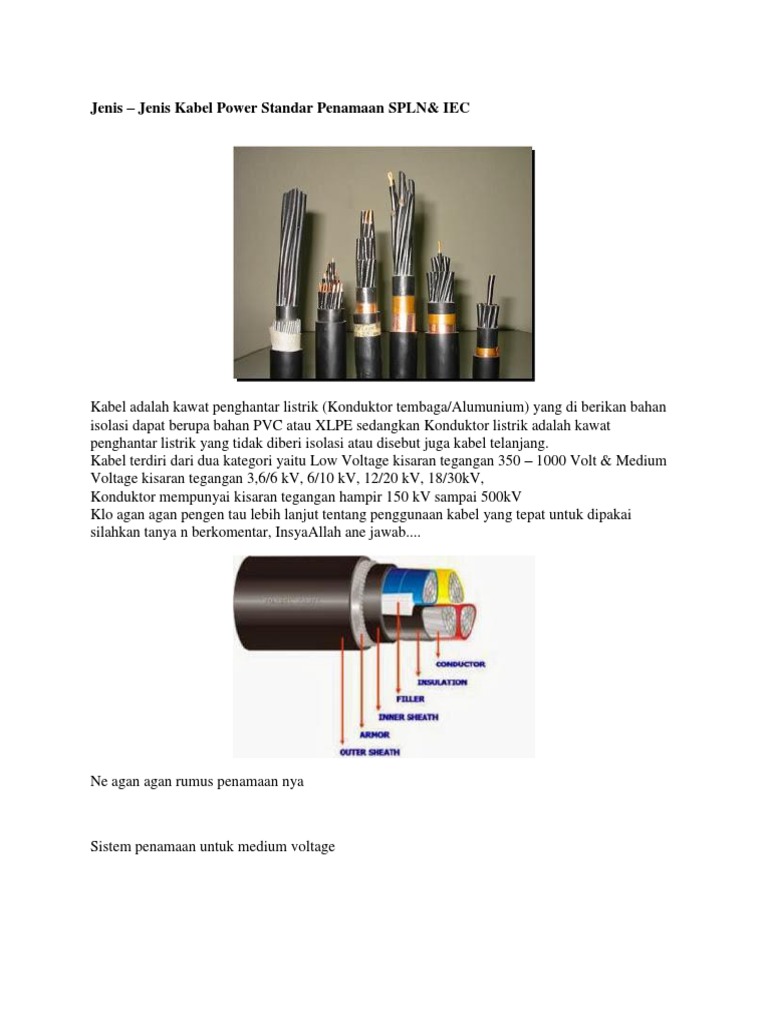 Jenis - Jenis Kabel Power Standar Penamaan SPLN& IEC | PDF