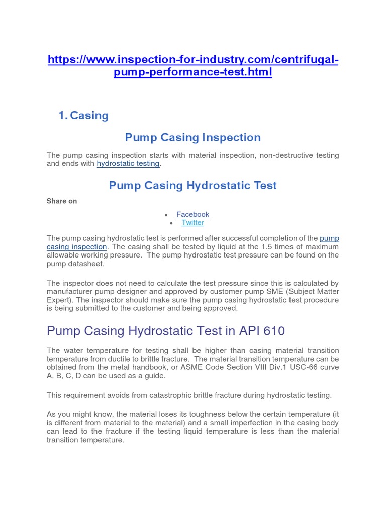 Centrifugal Pump Inspection.docx | Pump | Mechanical Engineering