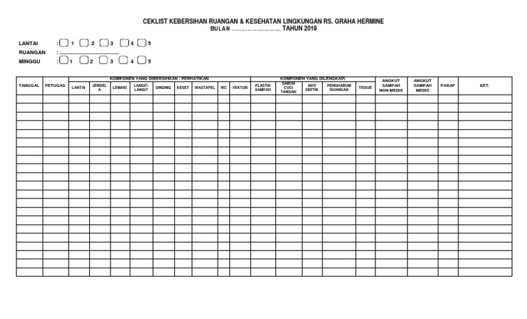Ceklist Kebersihan Ruangan | PDF
