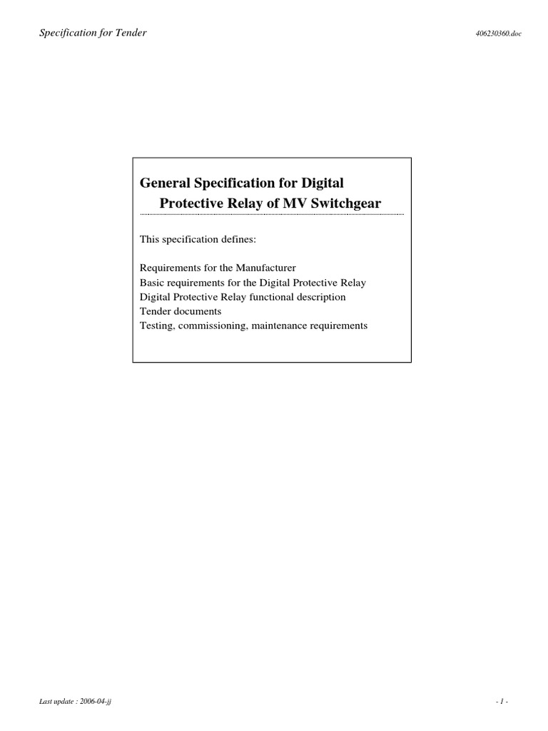 Digital Protective - Relays Spec EN | PDF